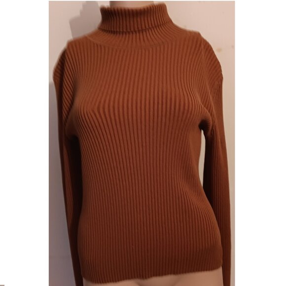 Chico's | Sweaters | Chicos Brown Ribbed Turtleneck Sweater Size | Poshmark